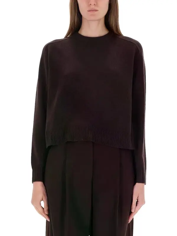 Theory Crew-neck Cropped Sweater - Brown