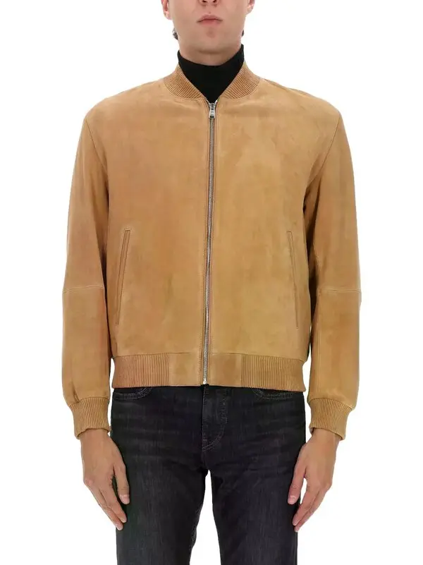 BOSS Zip-up Leather Jacket - Brown