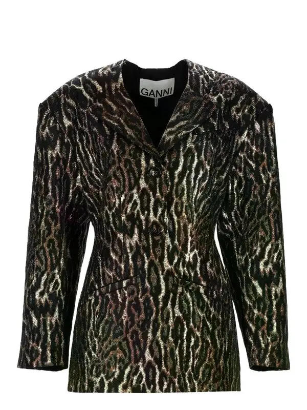 GANNI Animal-print Blazer - Black