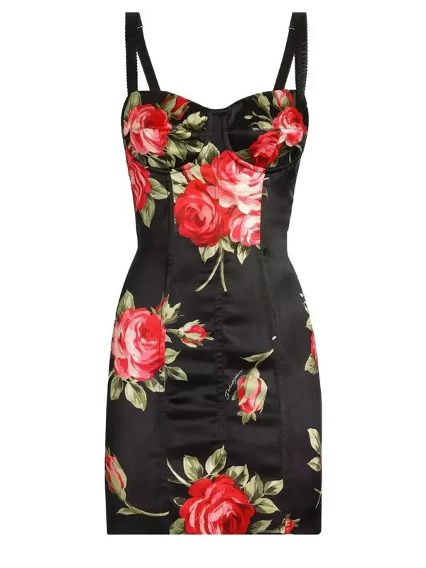 Dolce & Gabbana Floral Mini Dress - Black
