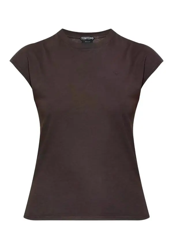 TOM FORD Logo-embroidered T-shirt - Brown