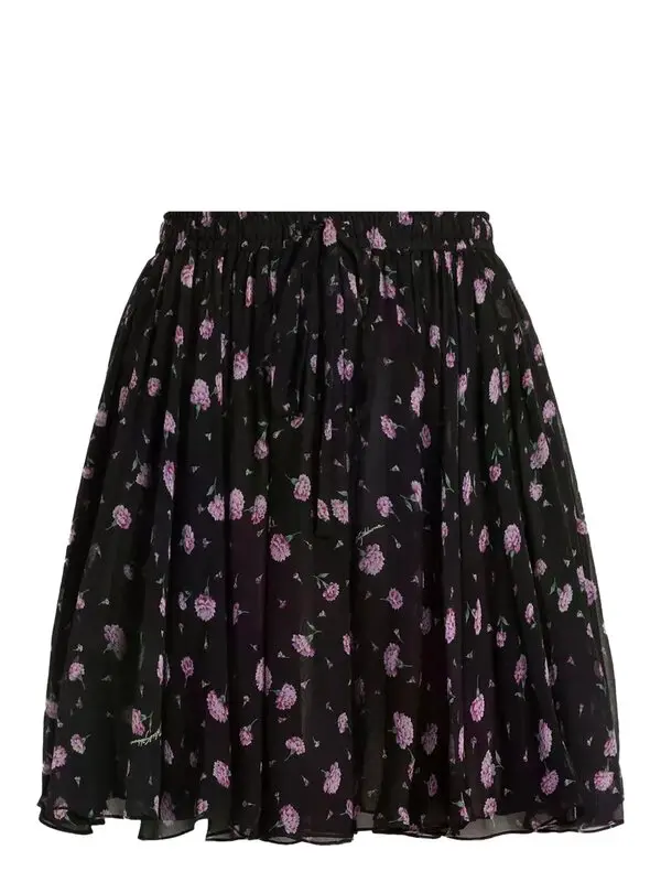Dolce & Gabbana Floral Drawstring Mini Skirt - Black