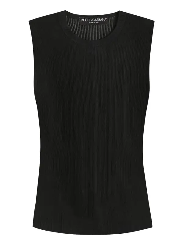Dolce & Gabbana Ribbed Sleeveless Tank Top - Black