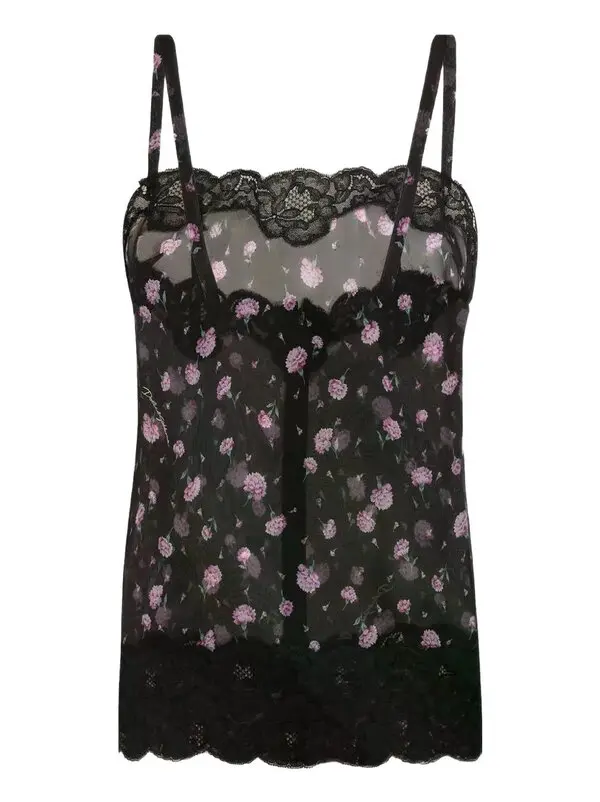Dolce & Gabbana Floral Lace Tank Top - Black