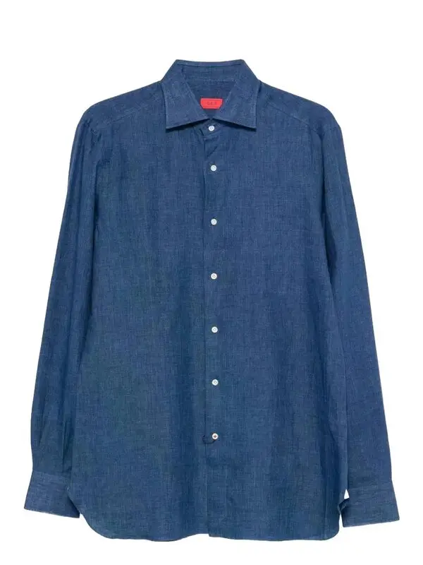 Isaia Buttoned Long-sleeve Shirt - Blue
