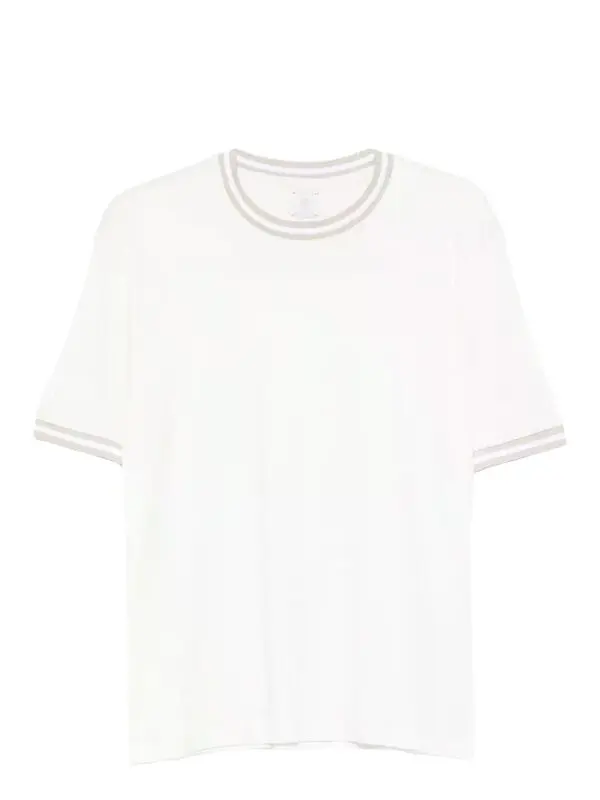 Eleventy Ribbed-trim T-shirt - White