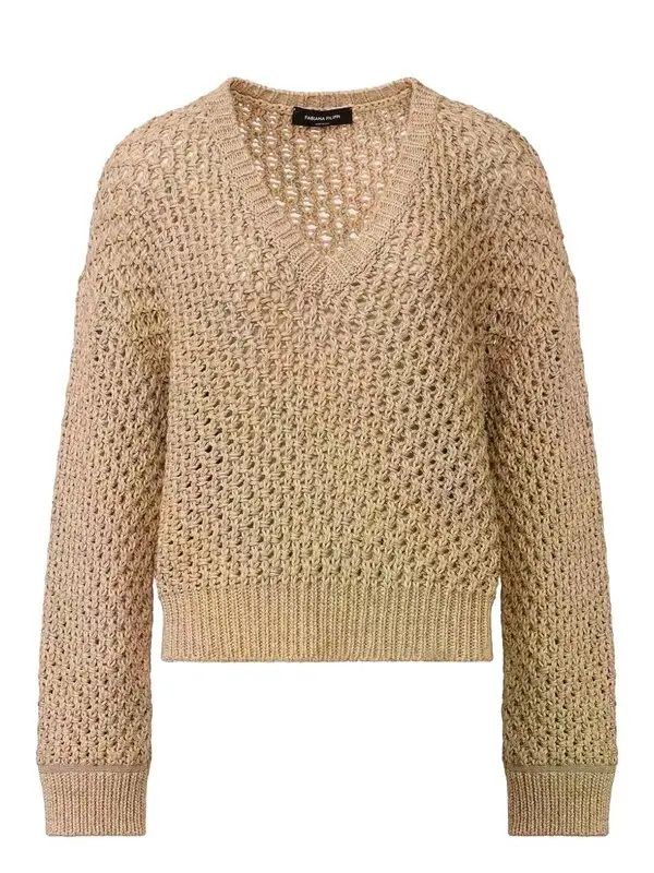 Fabiana Filippi V-neck Long Sleeve Sweater - Brown