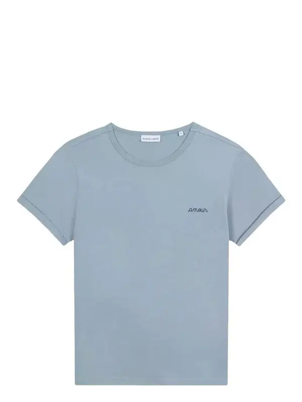 Maison Labiche Lettering-embroidered Short-sleeve T-shirt - Blue