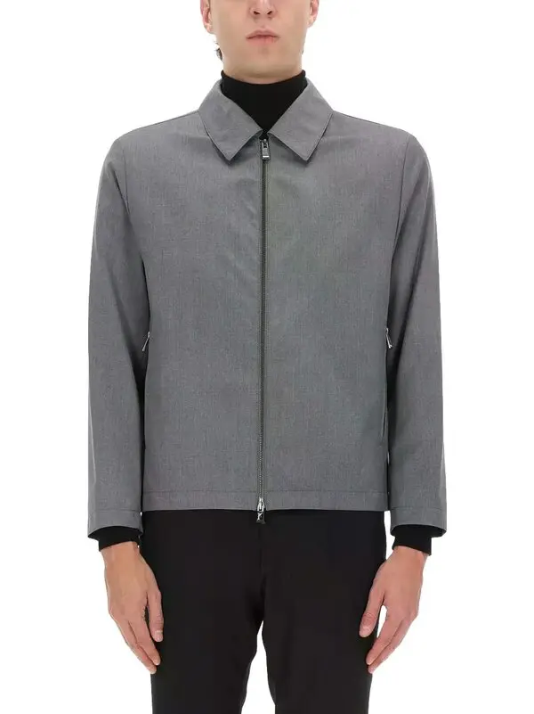 BOSS Virgin Wool Zip-up Jacket - Grey