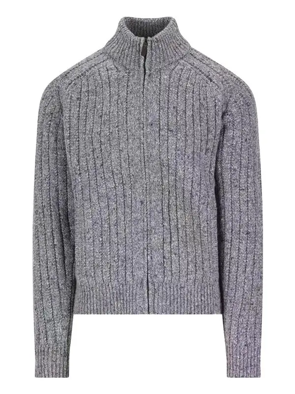 TOD'S Zip-up Ribbed Cardigan - Grey