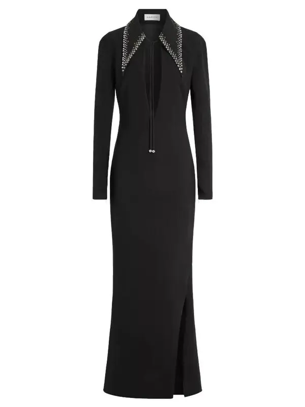 16Arlington Elis Embellished Collared Maxi Dress - Black