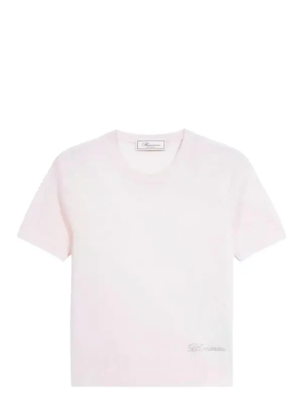 Blumarine Logo-embroidered Round-neck T-shirt - Pink