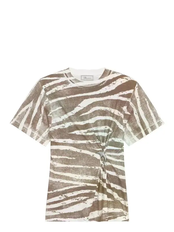 Blumarine Dolphin Brooch Printed T-shirt - Brown