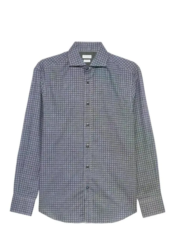Brunello Cucinelli Geometric-pattern Shirt - Blue