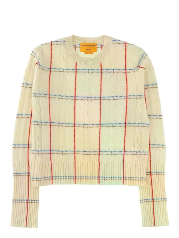 Guest In Residence Cable-knit Plaid Sweater - Neutrals