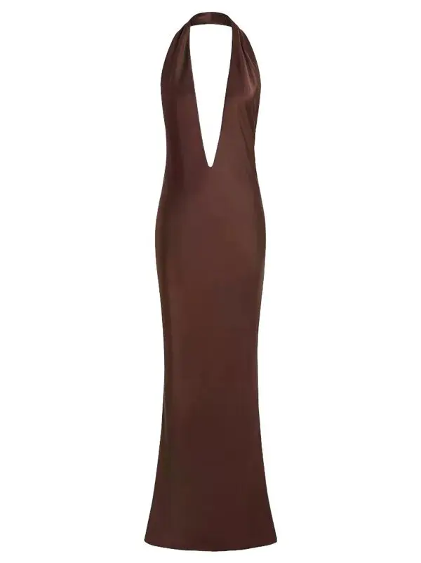 16Arlington Maren Halterneck Maxi Dress - Brown