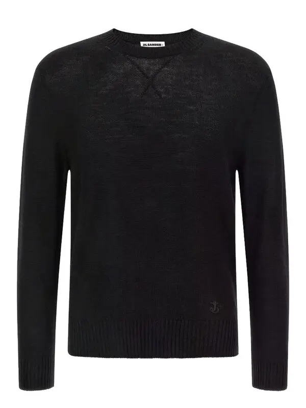 JIL SANDER Logo-embroidered Crew-neck Sweater - Black