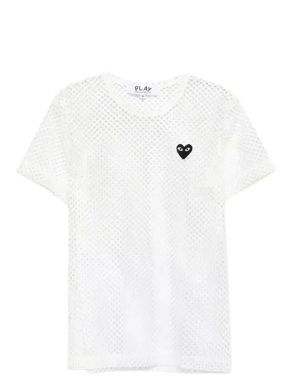 Play Comme Des Garcon Mesh Logo-patch T-shirt - White