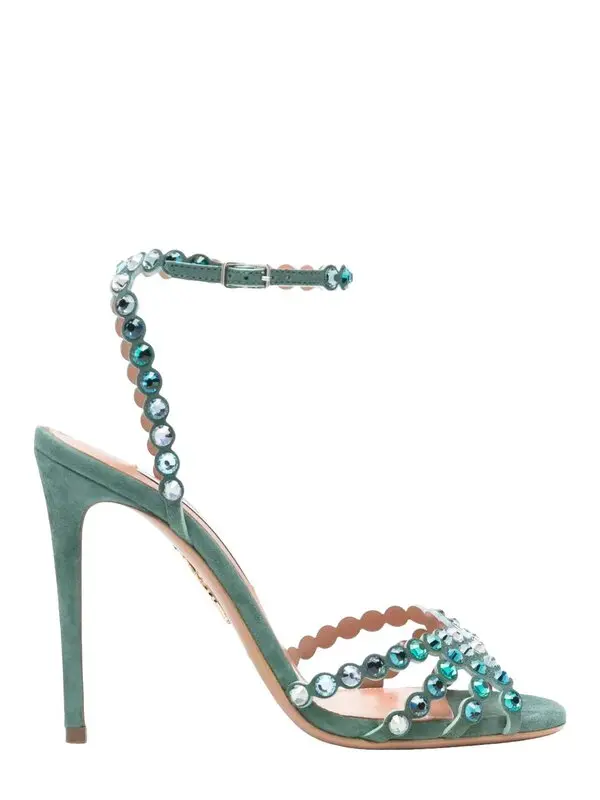 AQUAZZURA Tequila Crystal-embellished Sandals - Green