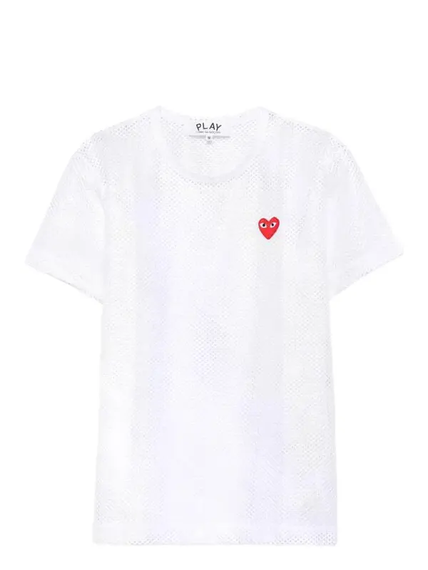 Play Comme Des Garcon Mesh Logo-patch T-shirt - White