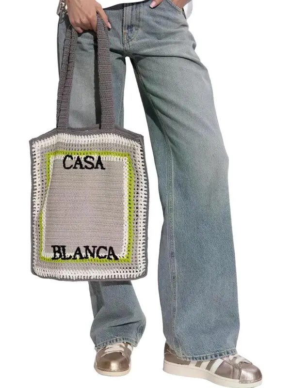 Casablanca Logo Crocheted Tote Bag - Grey
