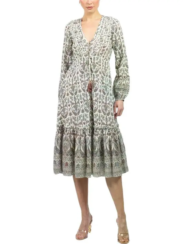 Veronica Beard Vani Tiered Paisley-print Midi Dress - Neutrals
