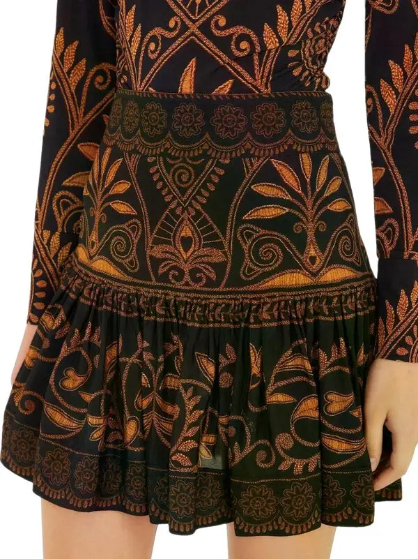 Farm Rio Floral-print Mini Skirt - Black