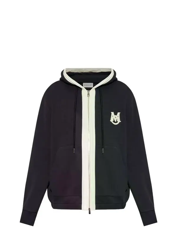 Moncler Logo-embroidered Zip-up Hoodie - Blue