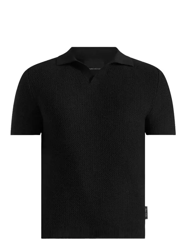 Manière De Voir Rowen Textured Knitted Polo Shirt - Black