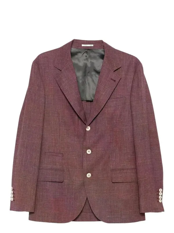 Brunello Cucinelli Check Single-breasted Blazer - Red