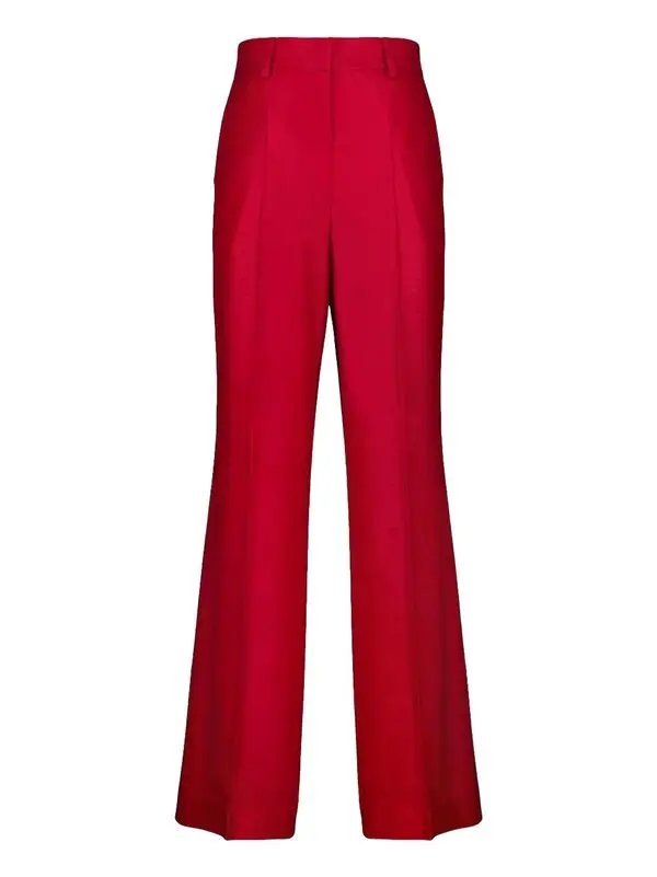 PAULA Wide-leg Twill Trousers - Red