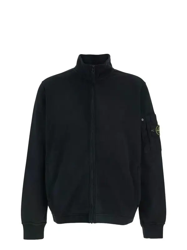 Stone Island Zip Pocket Sweatshirt - Black