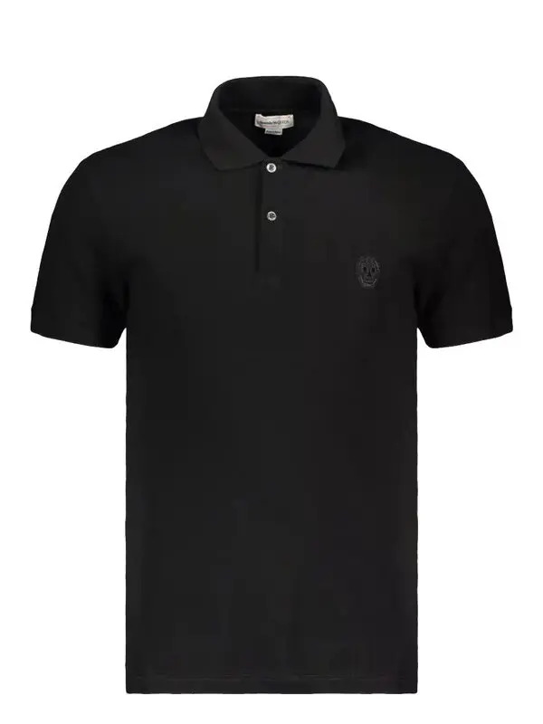 Alexander McQueen Ribbed Cotton Polo Shirt - Black
