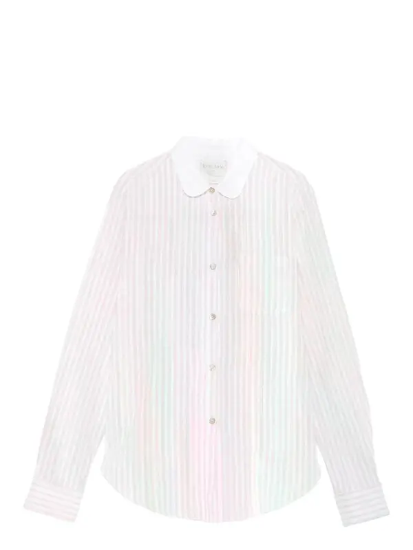 FORTE_FORTE Striped Collared Shirt - White