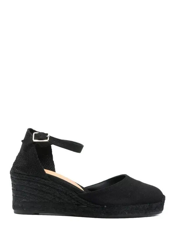 CastaÑer Ankle Strap Wedge Espadrilles - Black