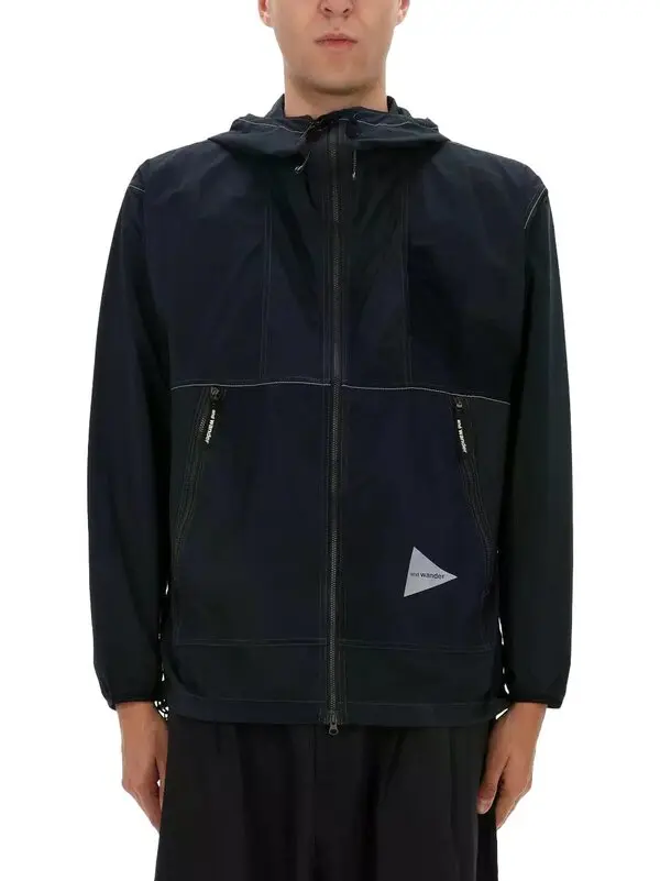 AND WANDER Zip-up Hooded Jacket - Blue
