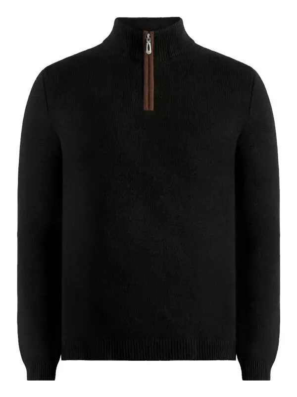 Manière De Voir Quarter-zip High Neck Sweater - Black