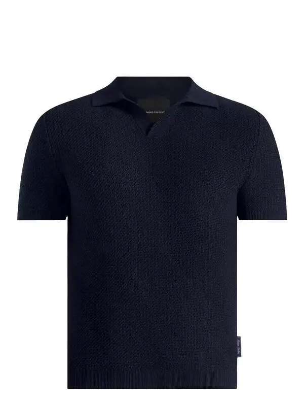 Manière De Voir Rowen Textured Revere Polo Shirt - Blue