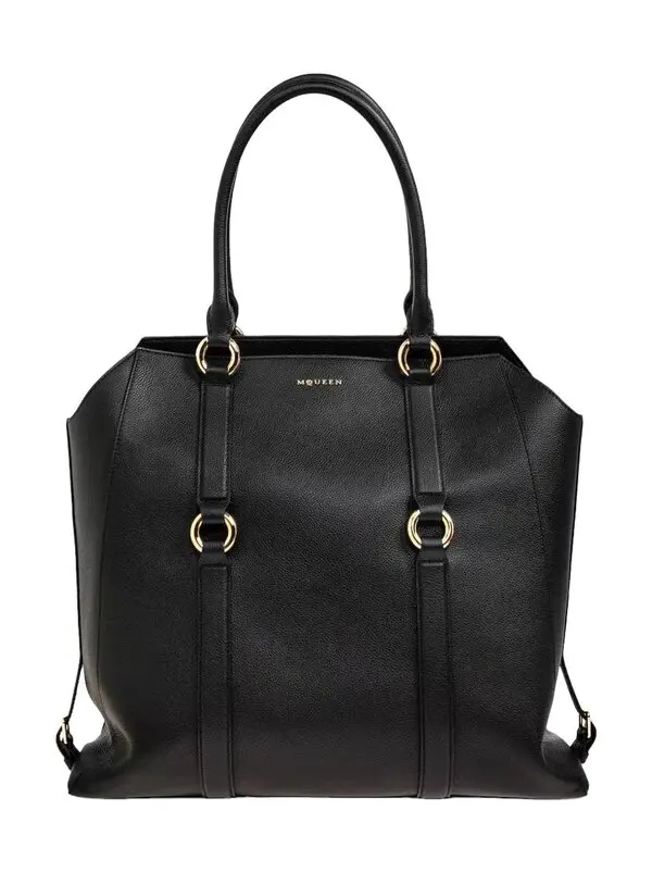 Alexander McQueen Leather Tote Bag With Ring Detail - Black