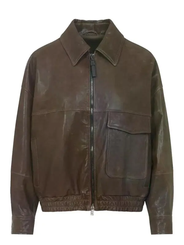 Brunello Cucinelli Flap-pocket Leather Jacket - Brown