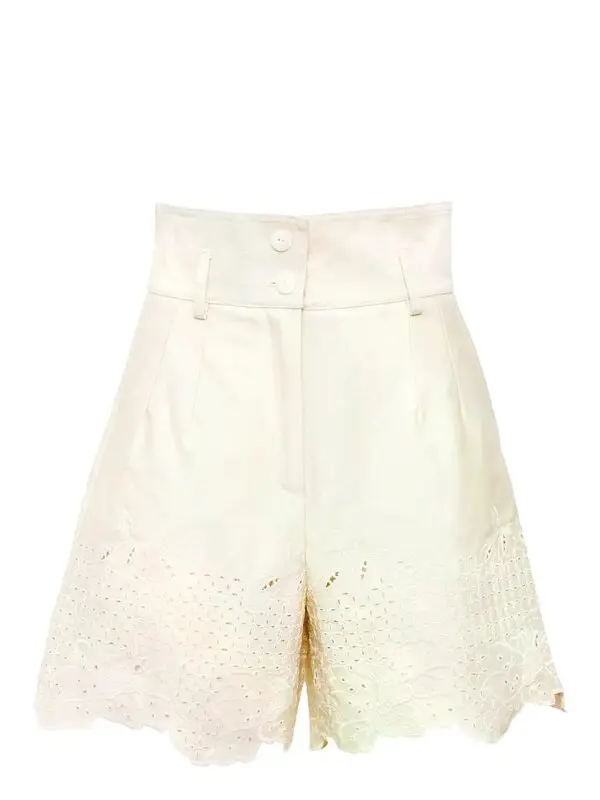 Loretta Caponi Rocchetta Scalloped Shorts - Neutrals