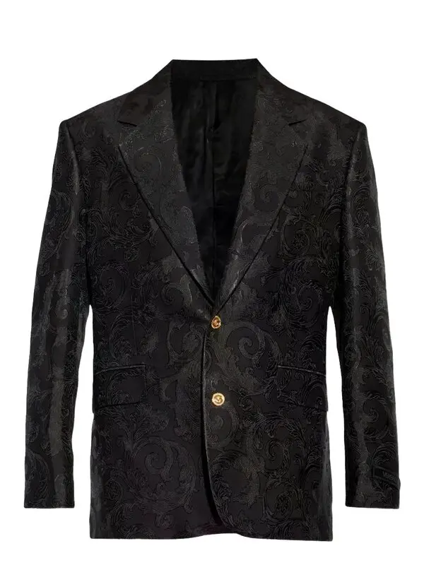 Versace Patterned Button Jacket - Black