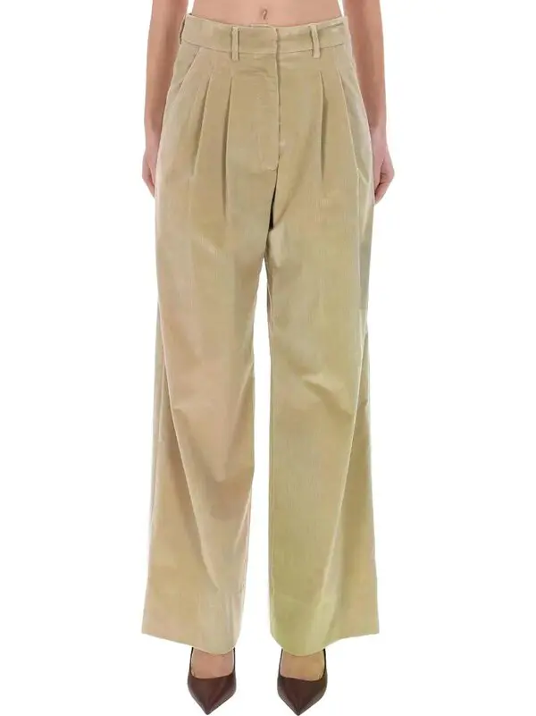 PT TORINO Pleated Corduroy Trousers - Neutrals