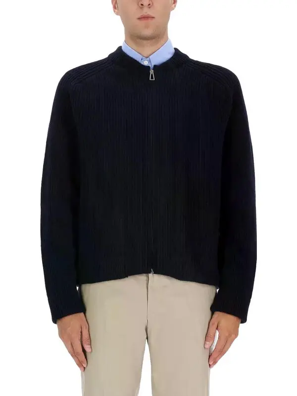 Paul Smith Zip-up Ribbed Cardigan - Blue