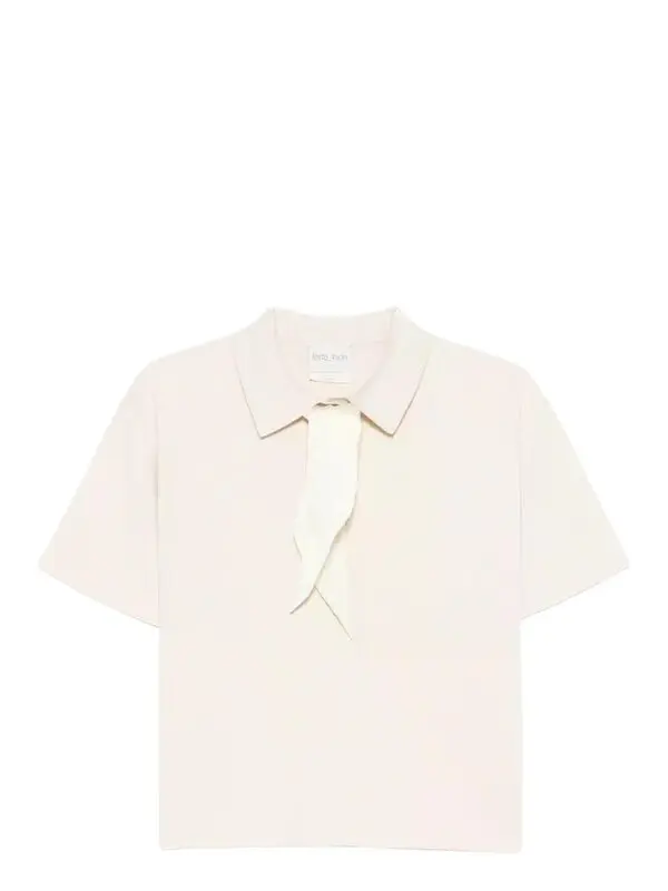 FORTE_FORTE Tie Knit Polo Top - Neutrals
