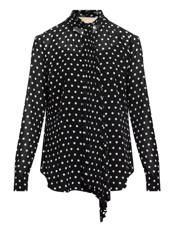 Michael Kors Polka-dot Neck-tie Blouse - Black