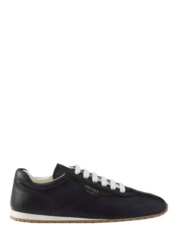 Prada Leather Lace-up Sneakers - Black