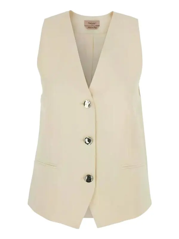 TWINSET Buttoned V-neck Gilet - Neutrals