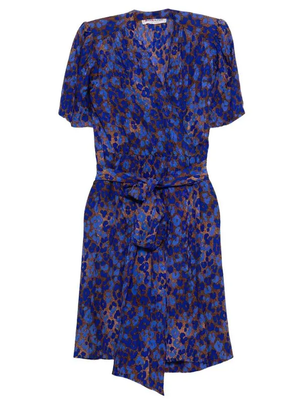 Saint Laurent 1980s Leopard-pattern Midi Dress - Blue