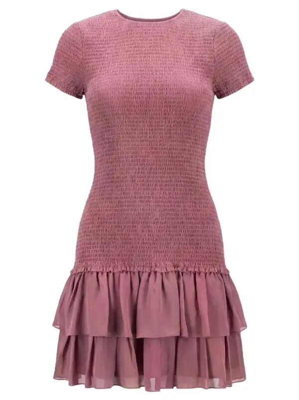 Michael Kors Ruffled Smocked Mini Dress - Pink